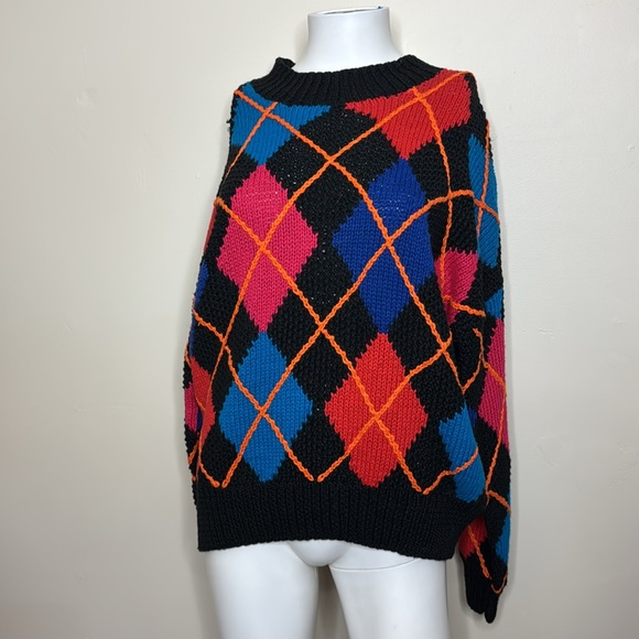 Vintage | Sweaters | Vintage Diamond Pattern Sweater Multi Color L ...